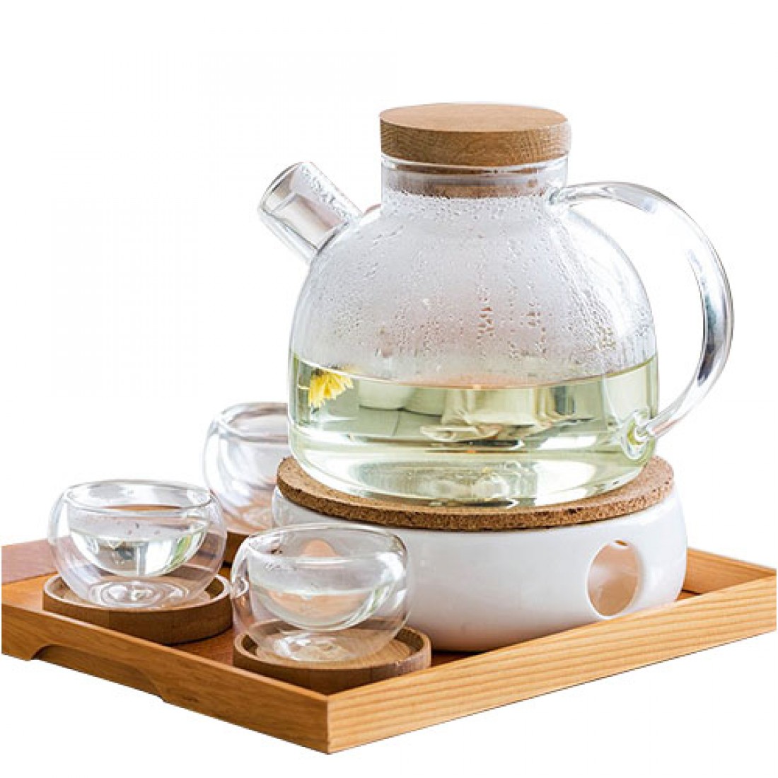 Borosilicate Glass Teapot Set With 4 Tea Cups - hwagui.com